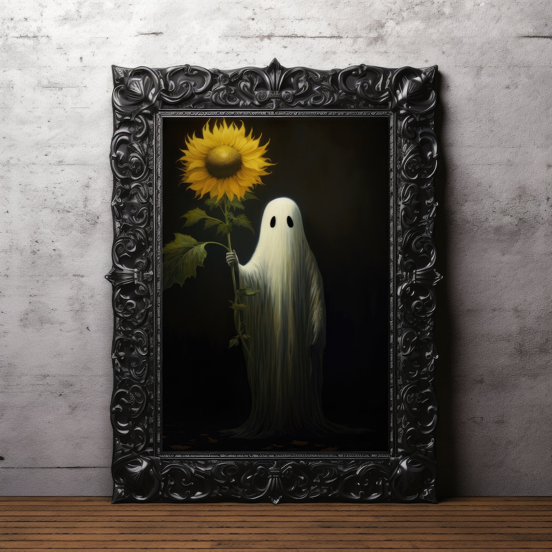 Ghosts With Sunflower Halloween Decor, Cottagecore Printable Poster ...