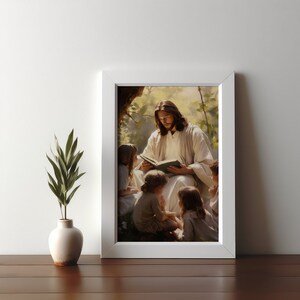 Jesus Teaching Kids Wall Art | Printable Christian Art | Jesus Print ...