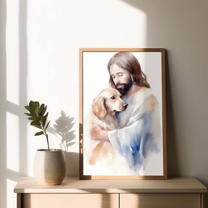 Jesus Art | Jesus With A Dog | Jesus Print | Jesus Poster | Jesus ...