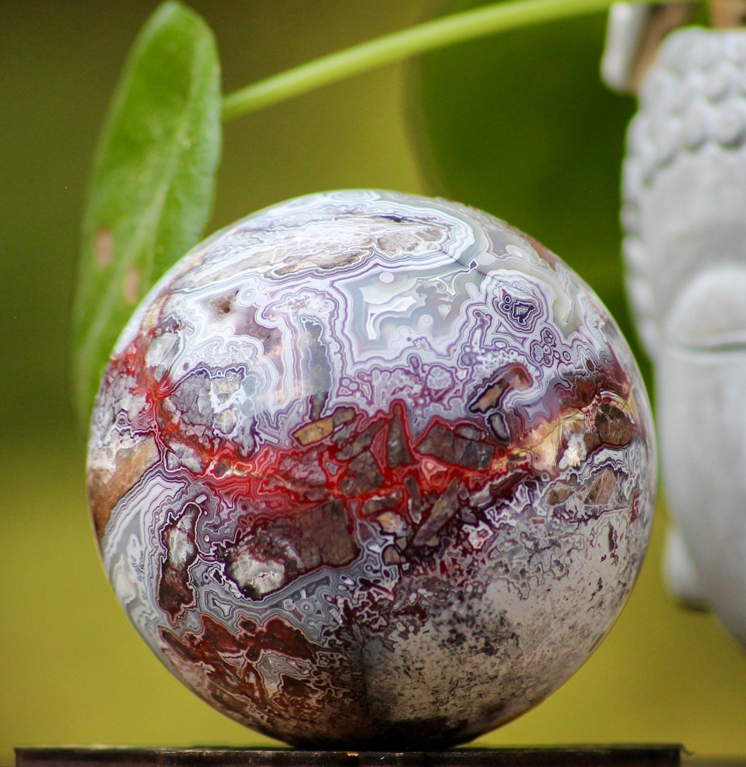 Gorgeous Mexican Crazy Lace Agate Sphere 67mm Druzy Home Decor Laughter ...