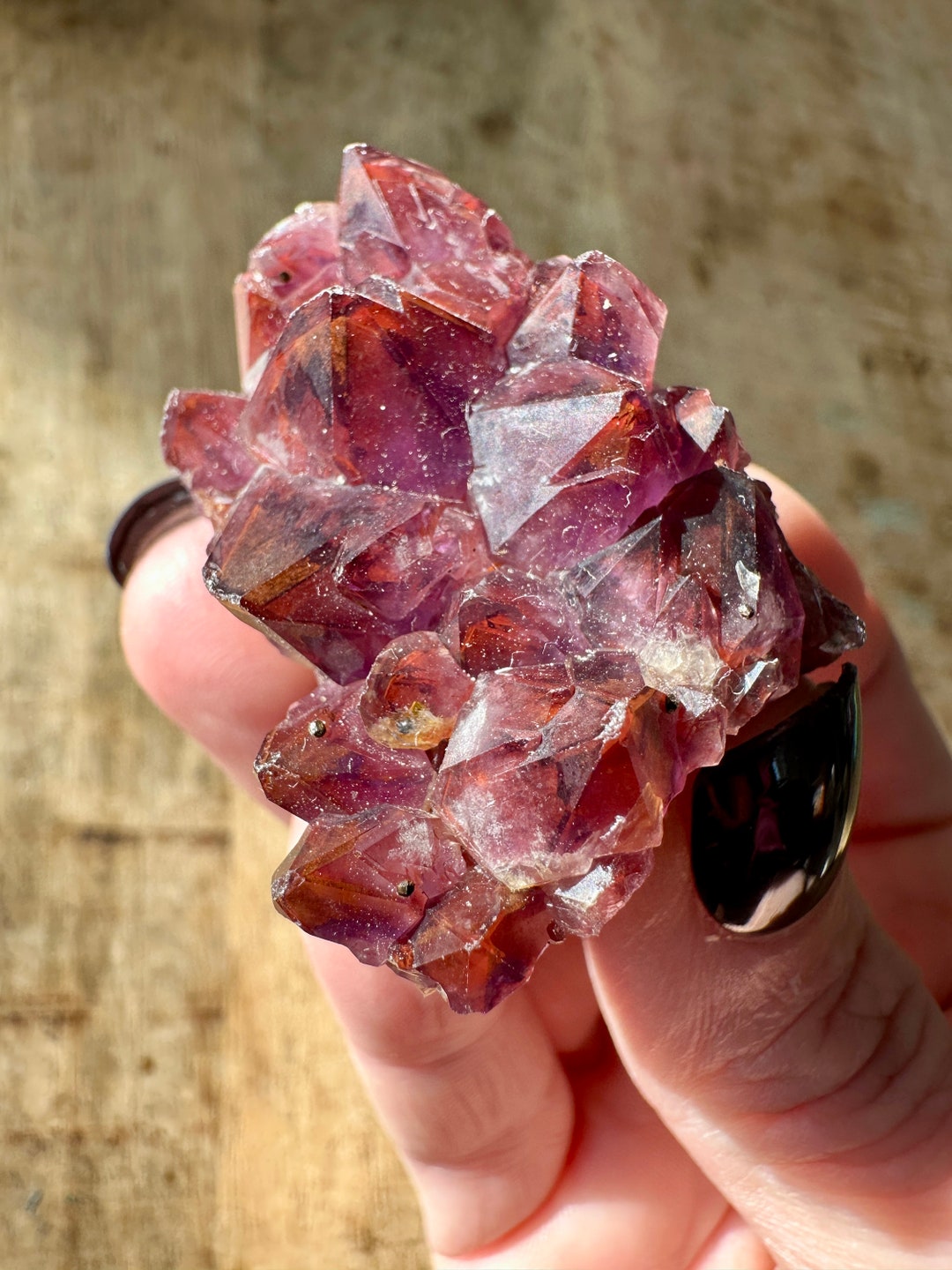 Amethyst W/ Hematite Cluster Red Phantom Quartz Red - Etsy