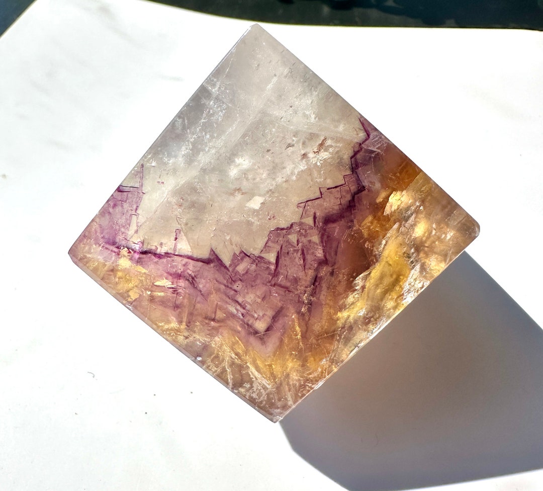 Stunning HQ Banded Fluorite Standing Cube Fluorite Natural Crystal ...