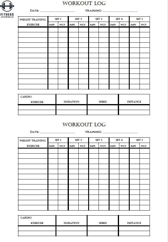 Printable PRINTER FRIENDLY 11 PAGE A4 Workout Log / Fitness Diary ...