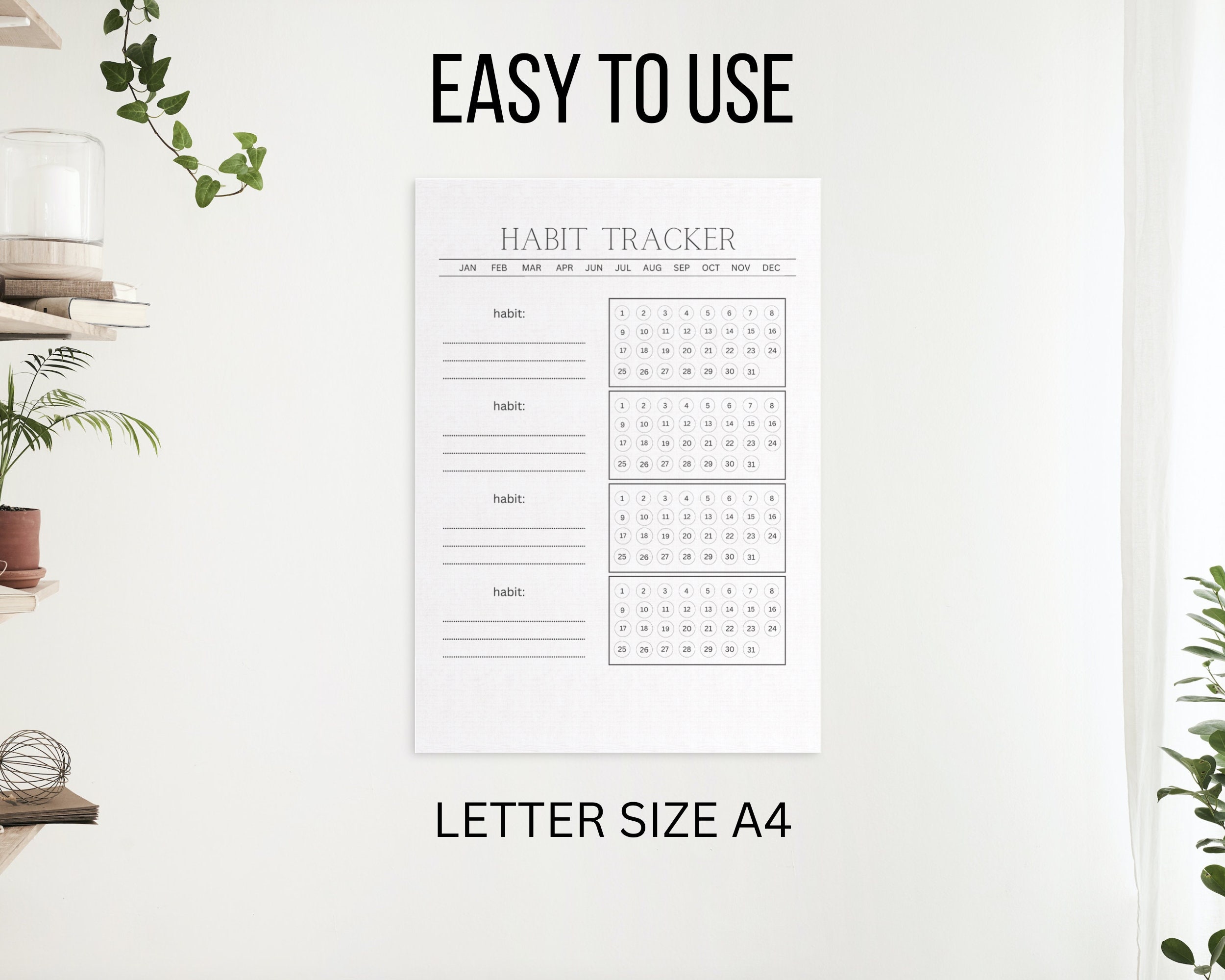 PRINTABLE HABIT TRACKER, Goodnotes, Notability, Monthly Habit Tracker ...