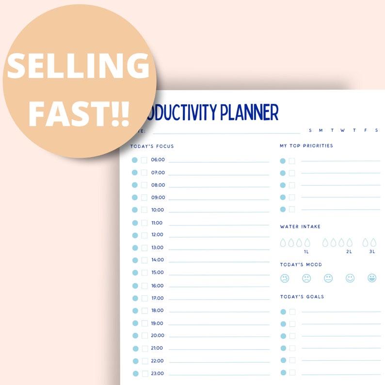 PRODUCTIVITY PLANNER PRINTABLE Instant Download Undated - Etsy