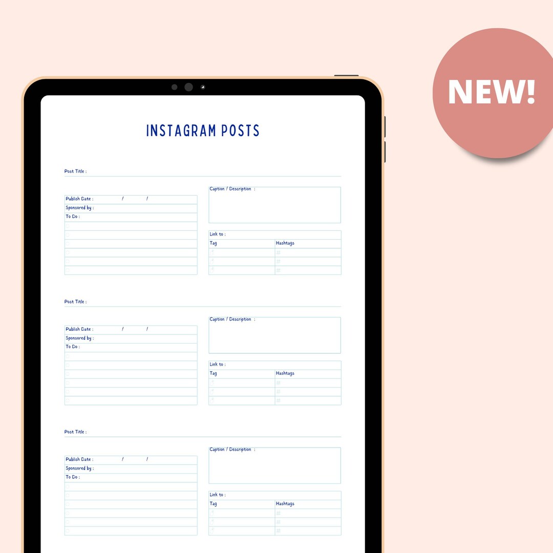 INSTAGRAM POSTS TRACKER, Social Media Planner, Social Media Post ...