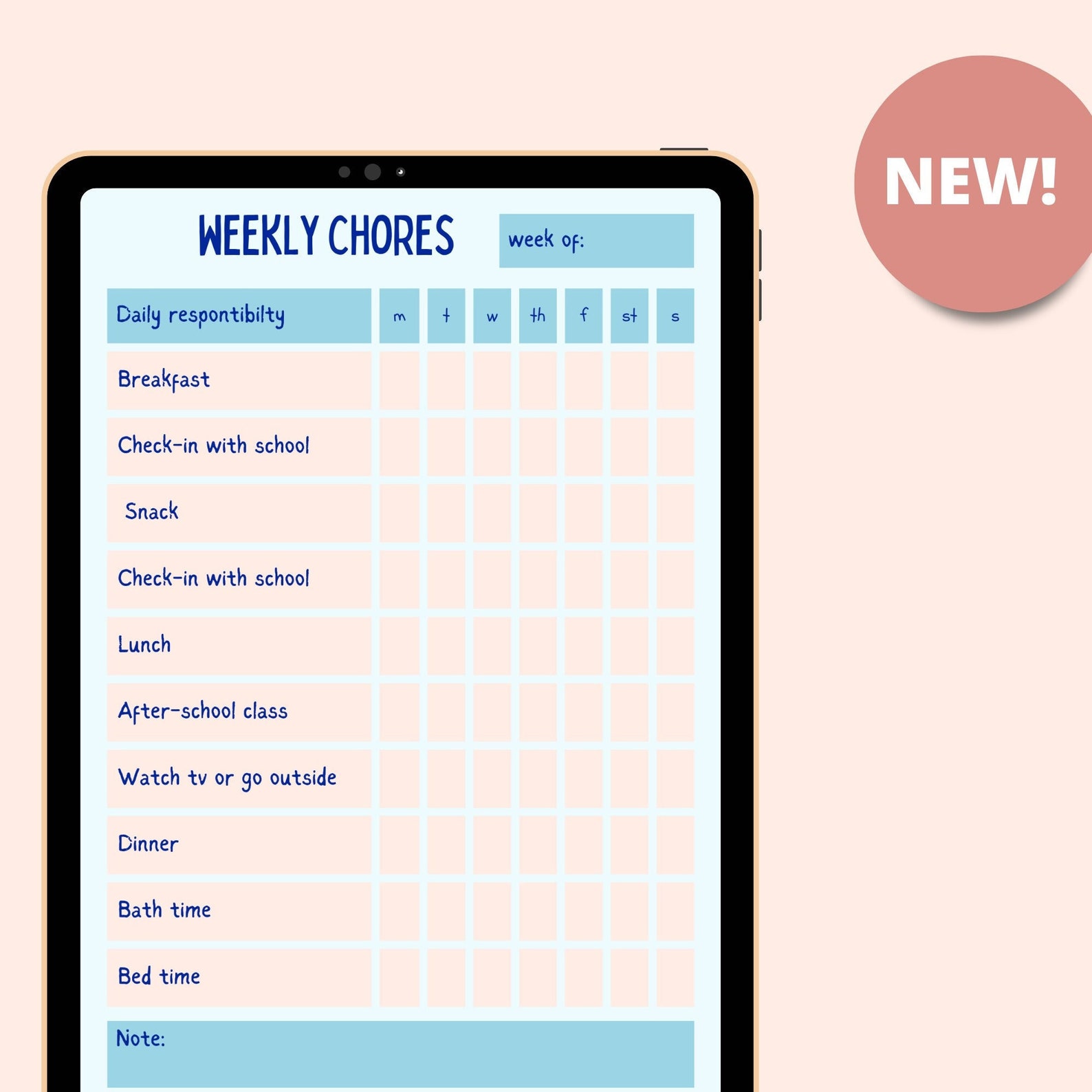 WEEKLY CHORES CHECKLIST, Weekly Cleaning, Cleaning Schedule, House ...