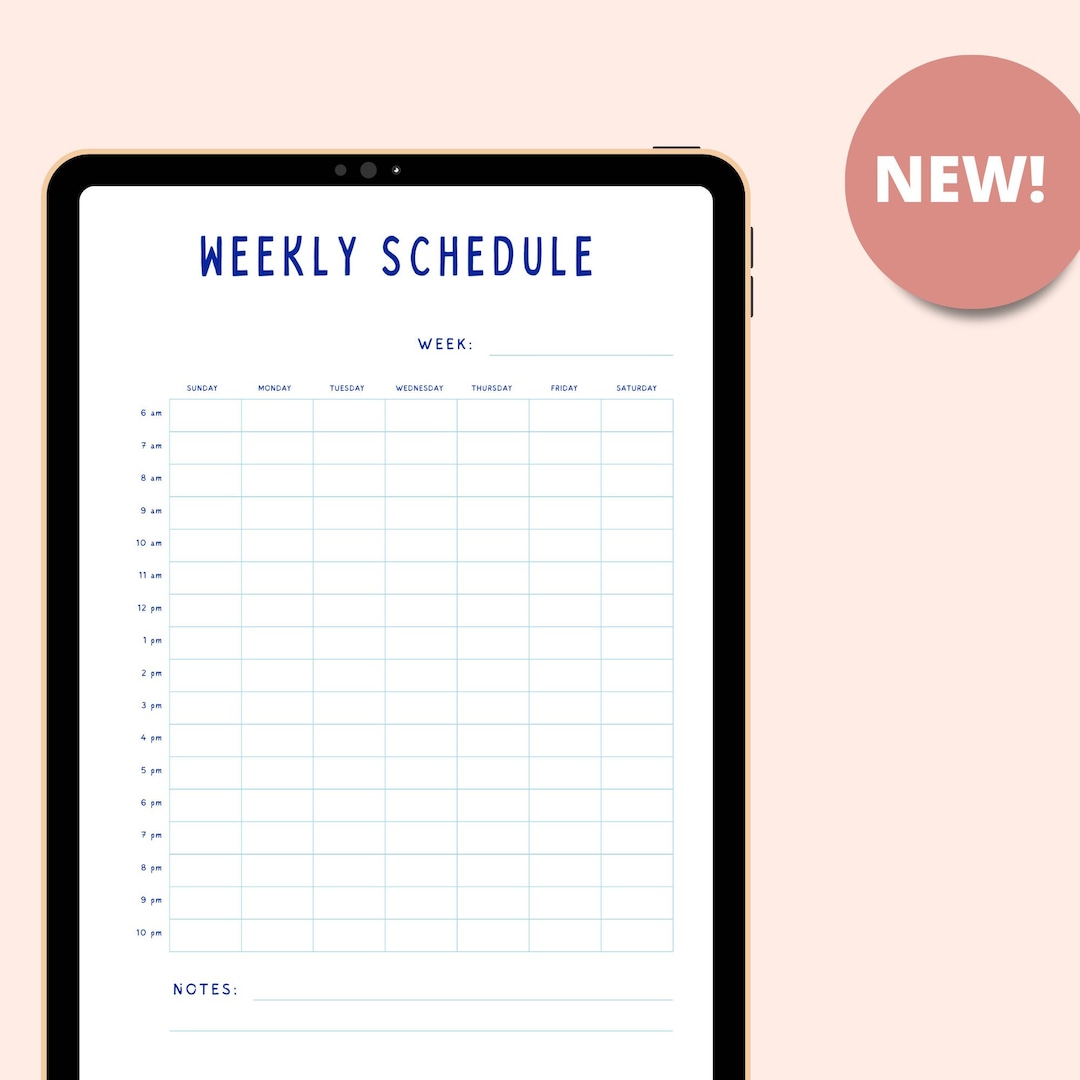 WEEKLY SCHEDULE PLANNER, Instant Download, Schedule Template, Student ...