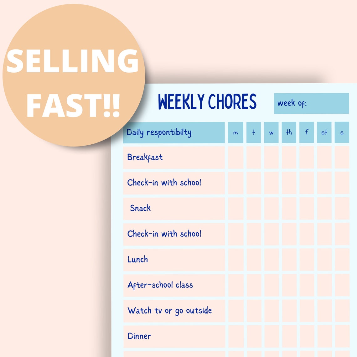 WEEKLY CHORES CHECKLIST, Weekly Cleaning, Cleaning Schedule, House ...