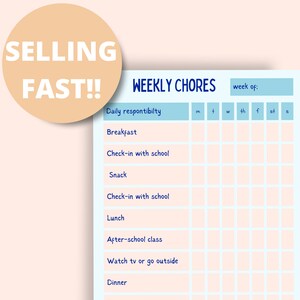 WEEKLY CHORES CHECKLIST, Weekly Cleaning, Cleaning Schedule, House ...