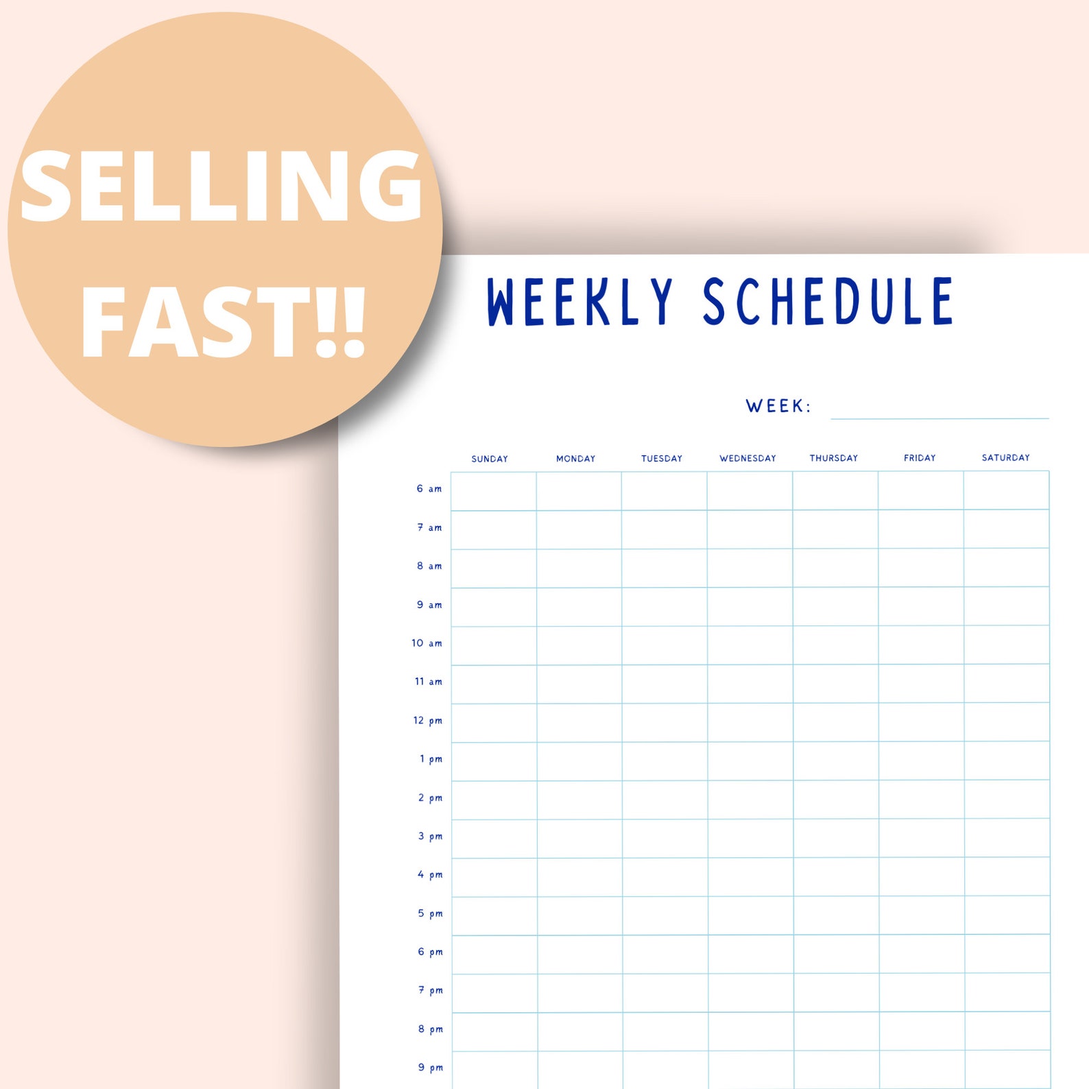WEEKLY SCHEDULE PLANNER, Instant Download, Schedule Template, Student ...