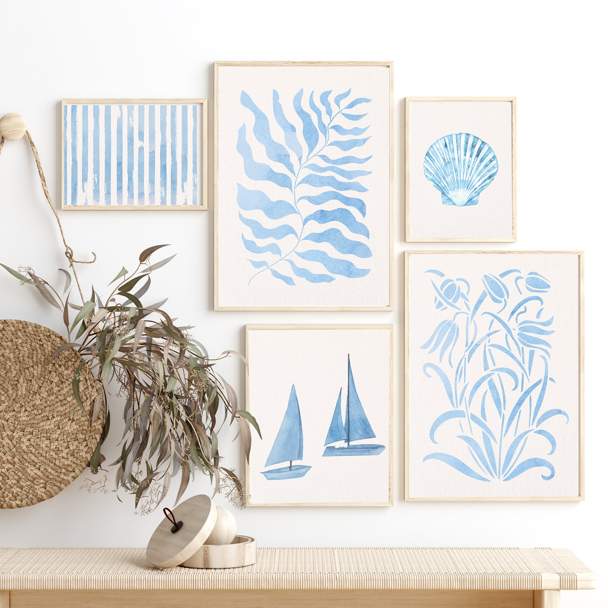 Coastal Prints Blue Wall Collage Kit Set of 20 Prints Coastal - Etsy