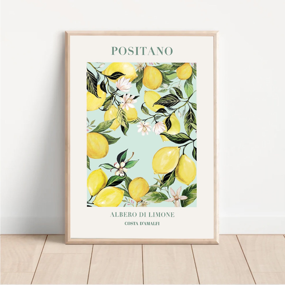 Lemons Amalfi Coast Print Kitchen Farmhouse Wall Art Decor | Wall Art ...
