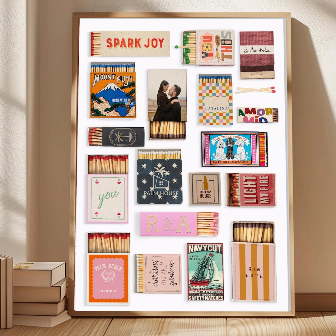Personalized Gift Matchbook Wall Art Custom Digital Matchbox Gift Large ...