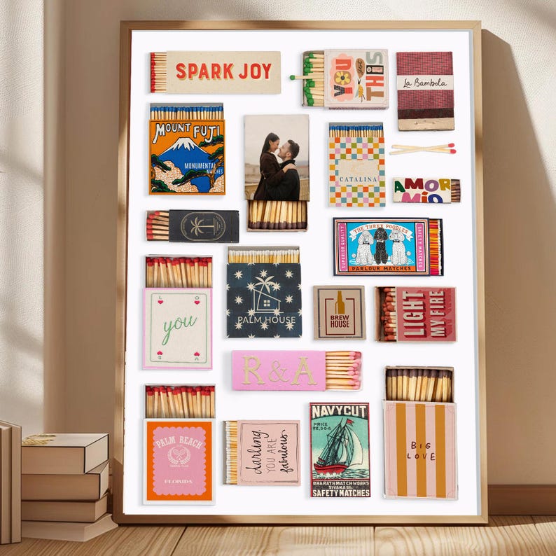 Personalized Gift Matchbook Wall Art Custom Digital Matchbox Gift Large ...