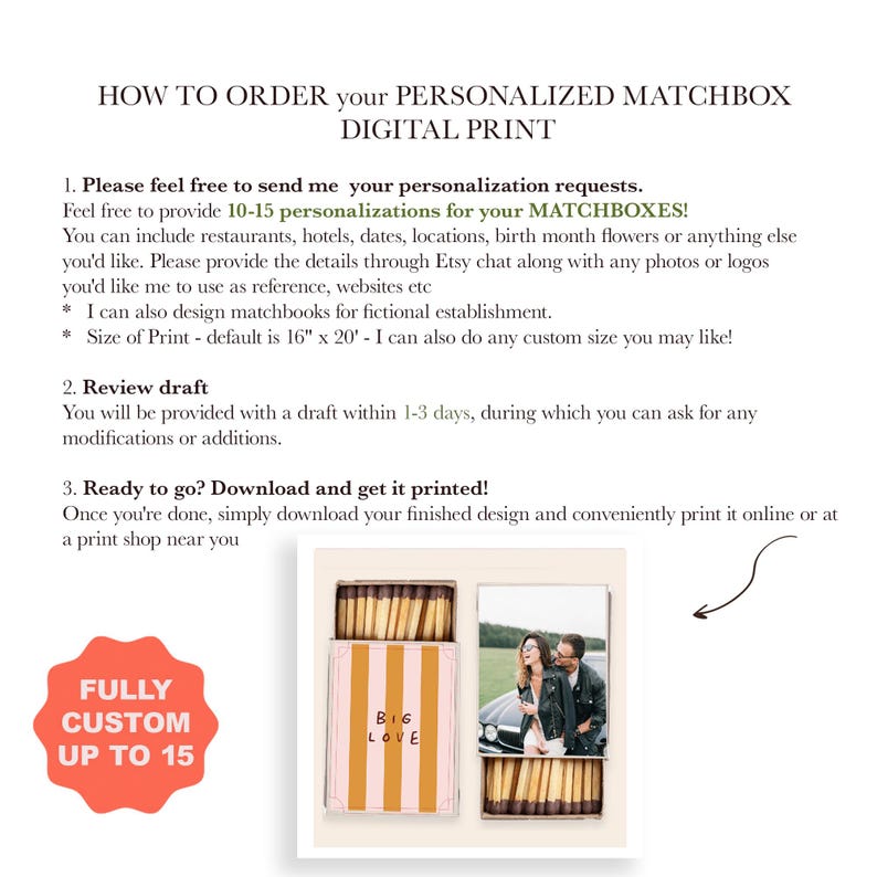 Custom Matchbox Print, Personalized Gift Matchbook Wall Art Custom ...