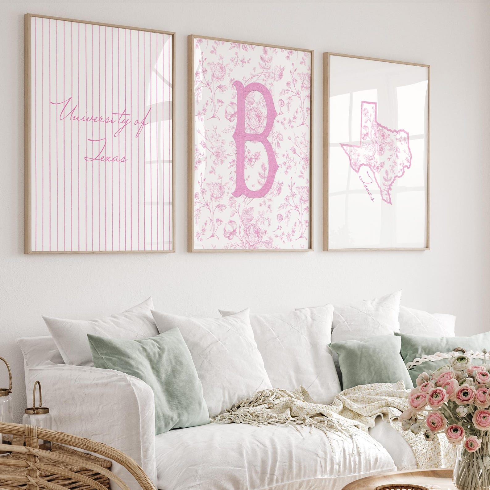 Personalized Blue Dorm Wall Art Set: Custom College Posters (digital ...