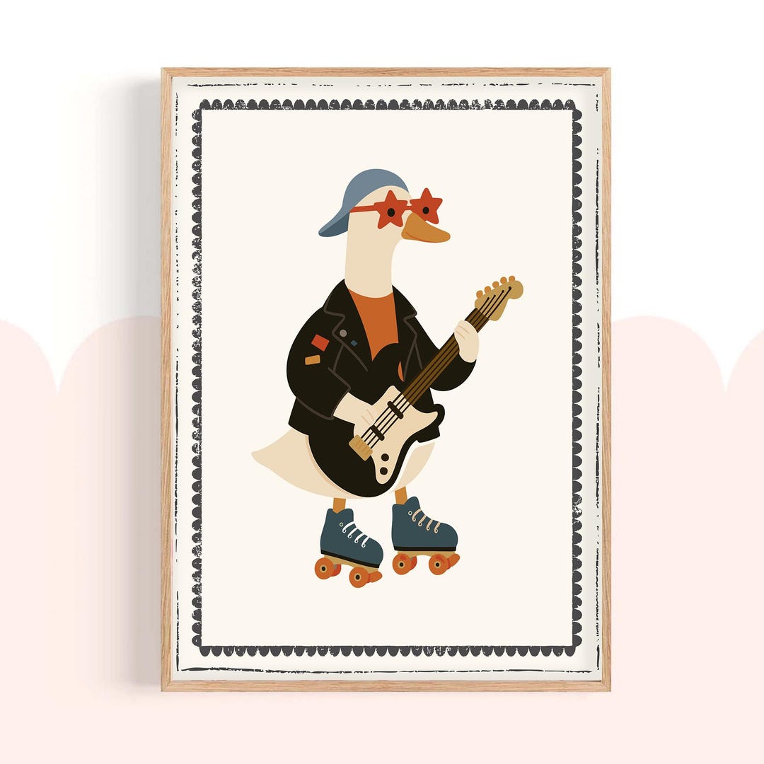 Rockstar Duck Guitar Print: Whimsical Nursery & Playroom Art (digital ...