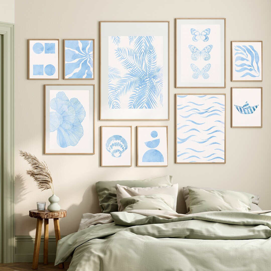 Coastal Prints Blue Wall Collage Kit Set of 20 Prints Coastal Wall Art ...