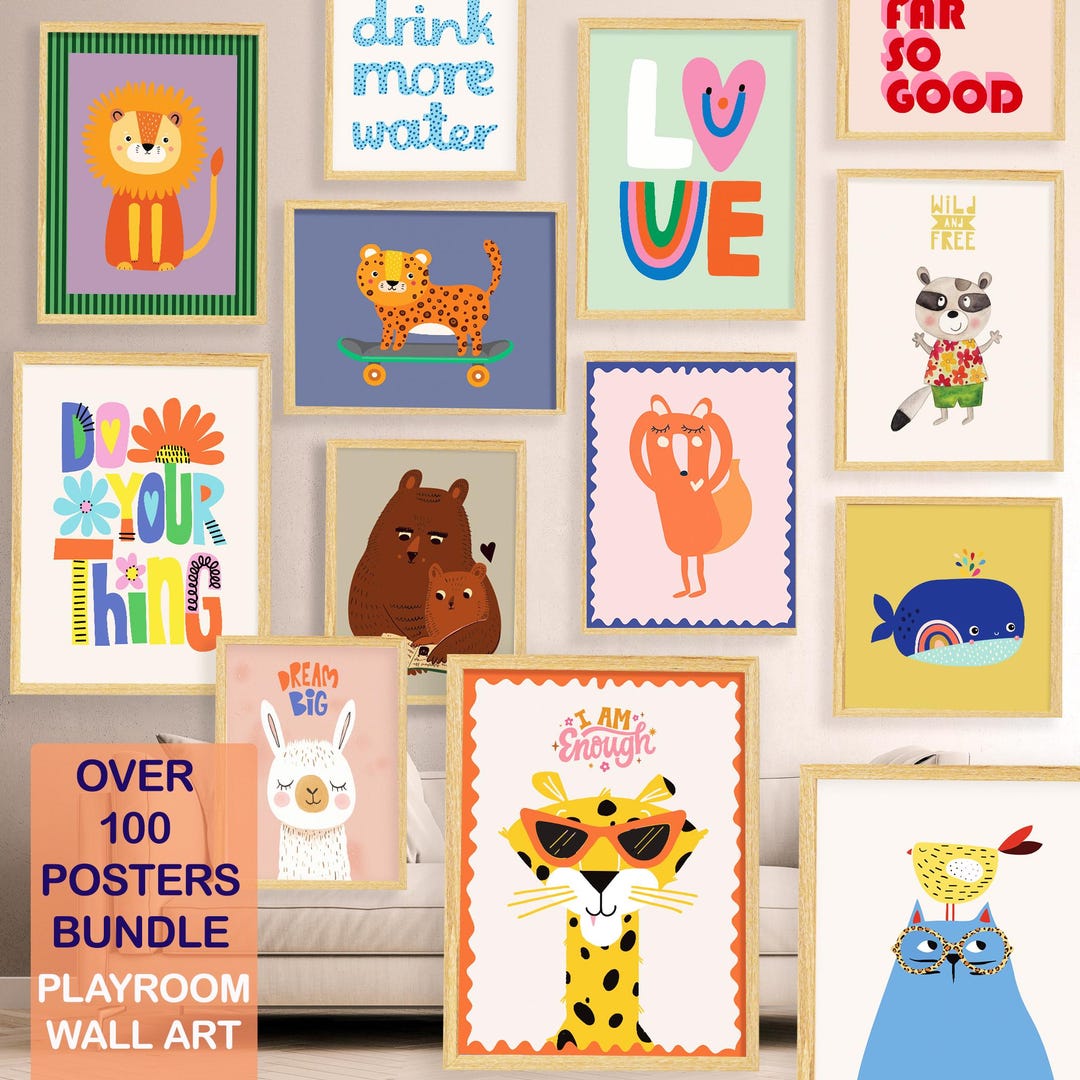 Playroom Wall Art 100 Eclectic Posters for Kid's Room, Nursery Gallery ...