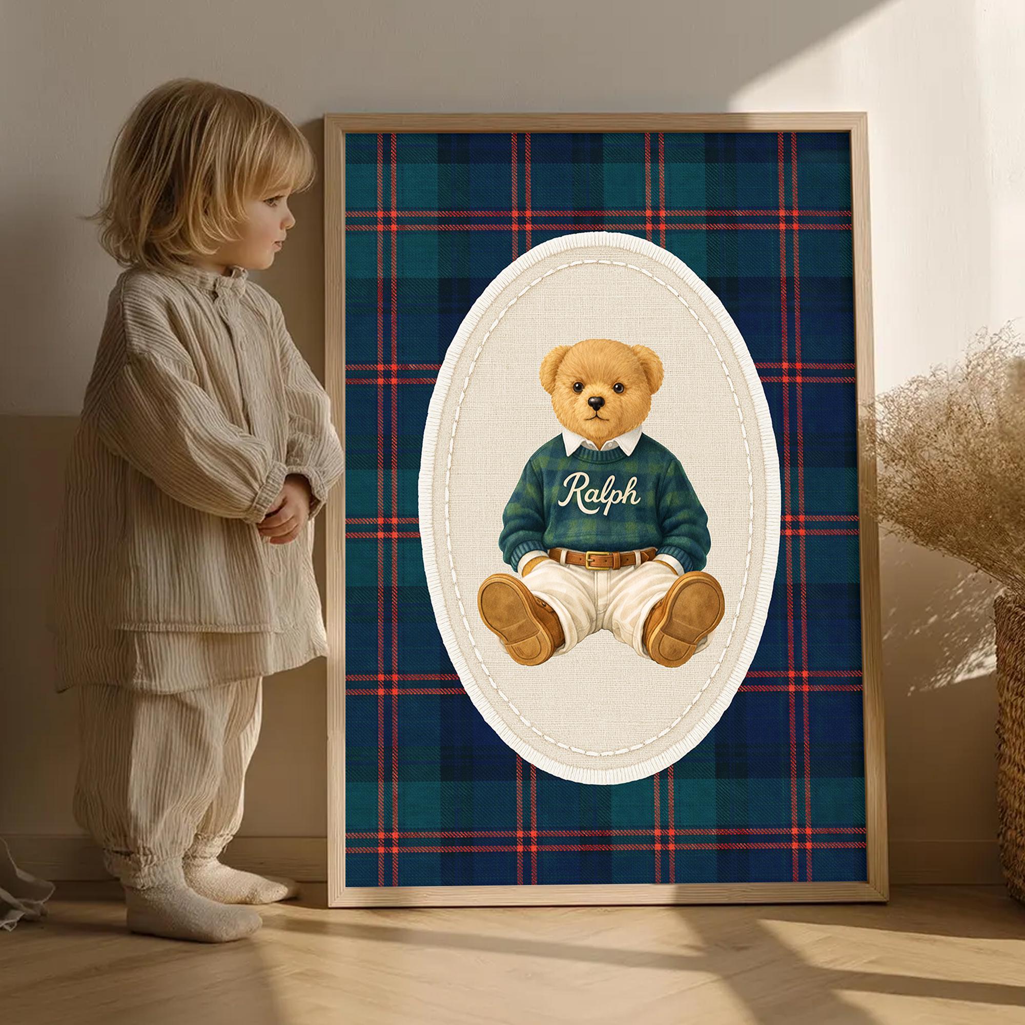 Preppy Teddy Bears Set of 3 Wall Art Print for Nursery or Playroom ...