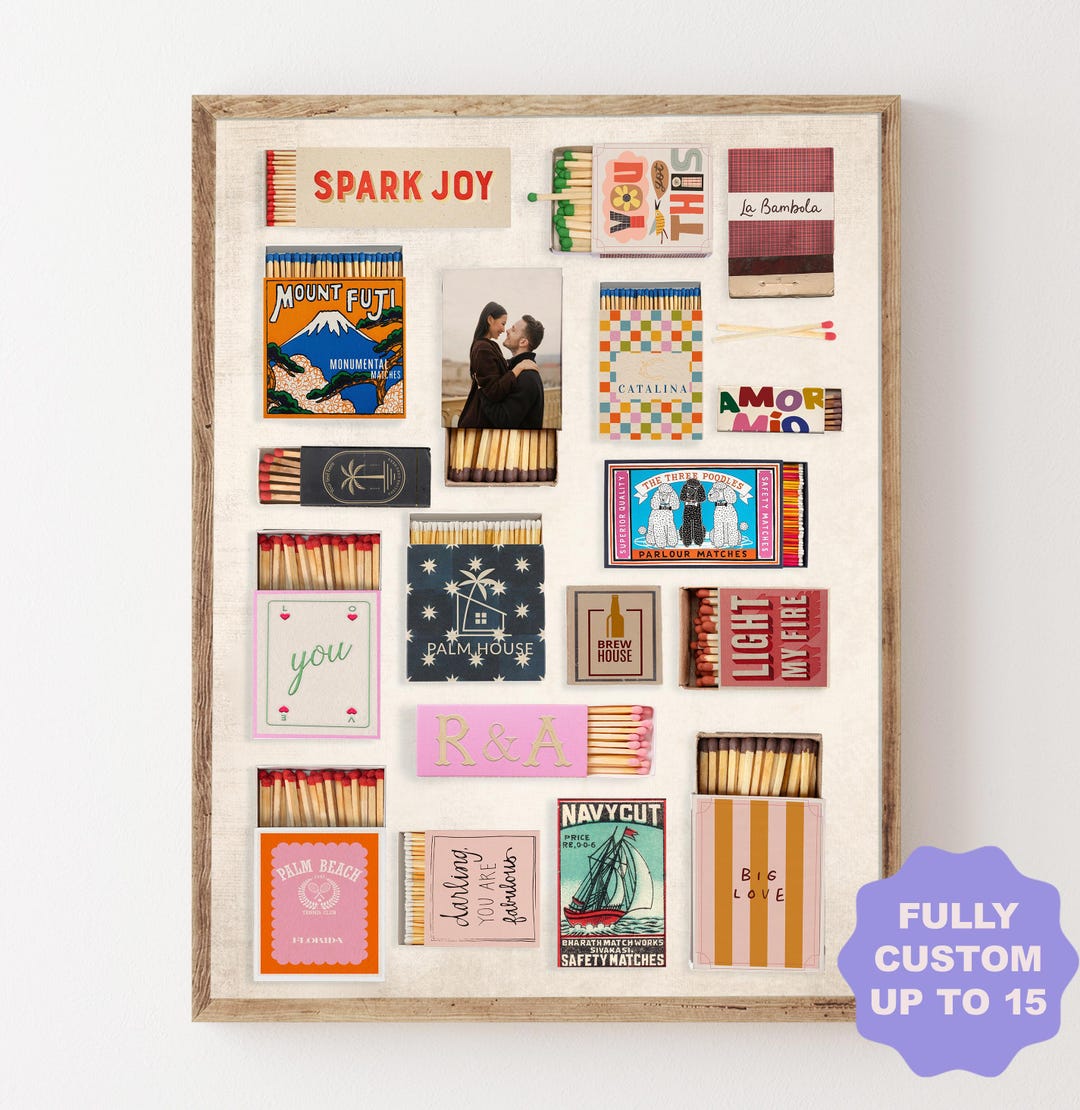Custom Matchbox Print, Personalized Gift Matchbook Wall Art Custom ...