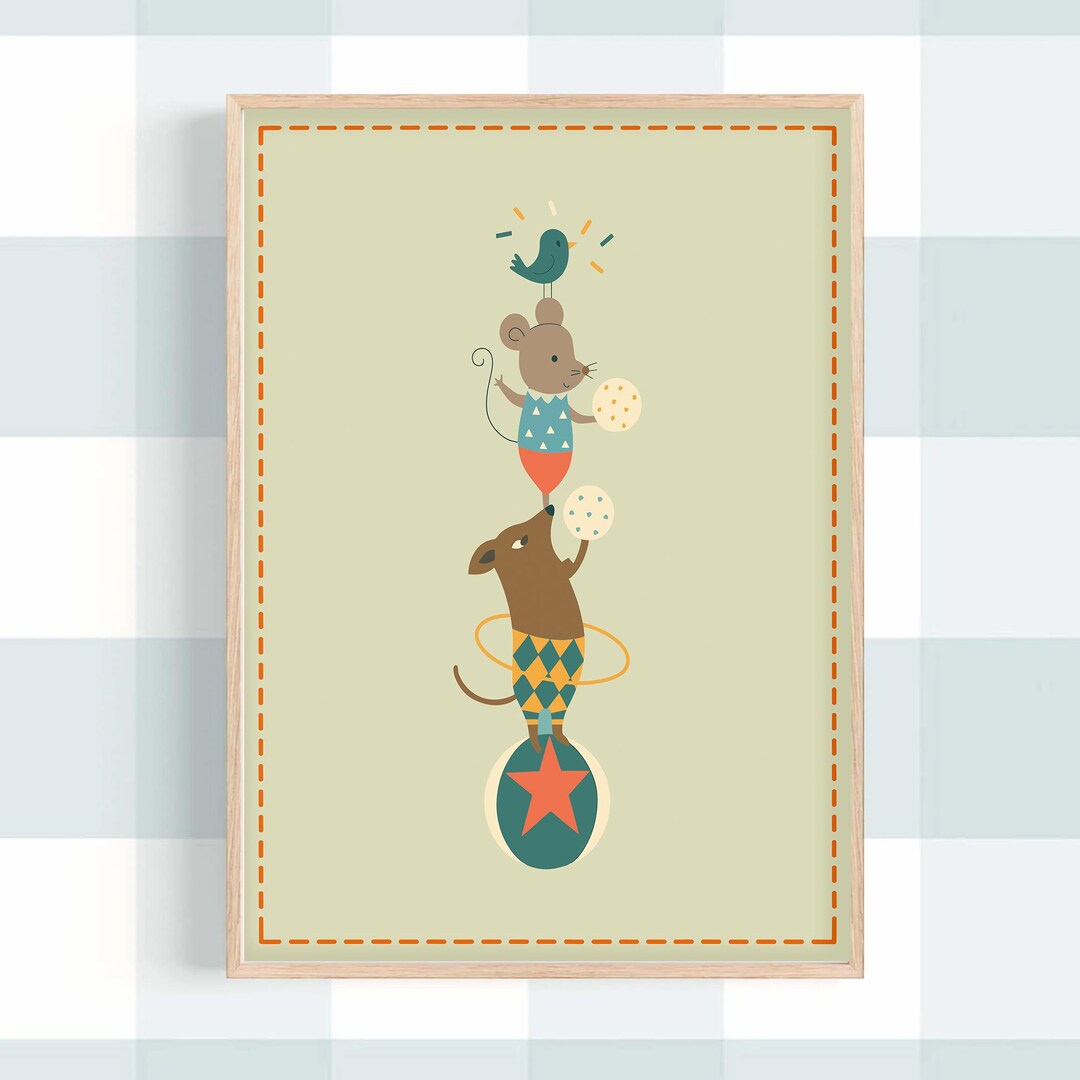 Circus Animals Poster, Modern Kids Art Print, Room Decor, Printable ...