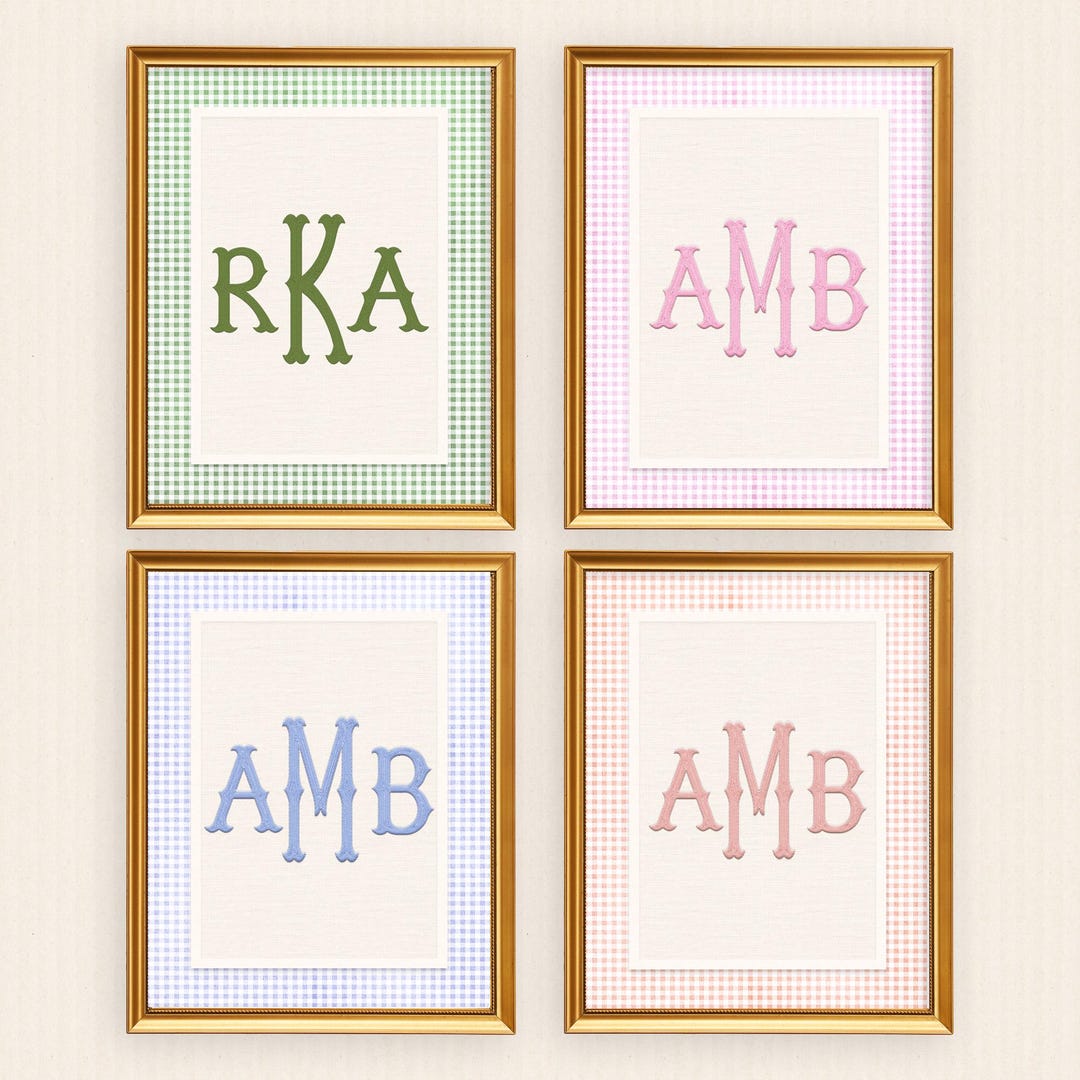 Custom Monogram Nursery Print: Watercolor Plaid Initial (digital ...