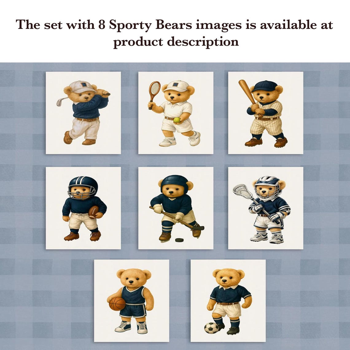Retro Soccer Teddy Bear Sports Wall Art, Baby Shower Gift Boy ...