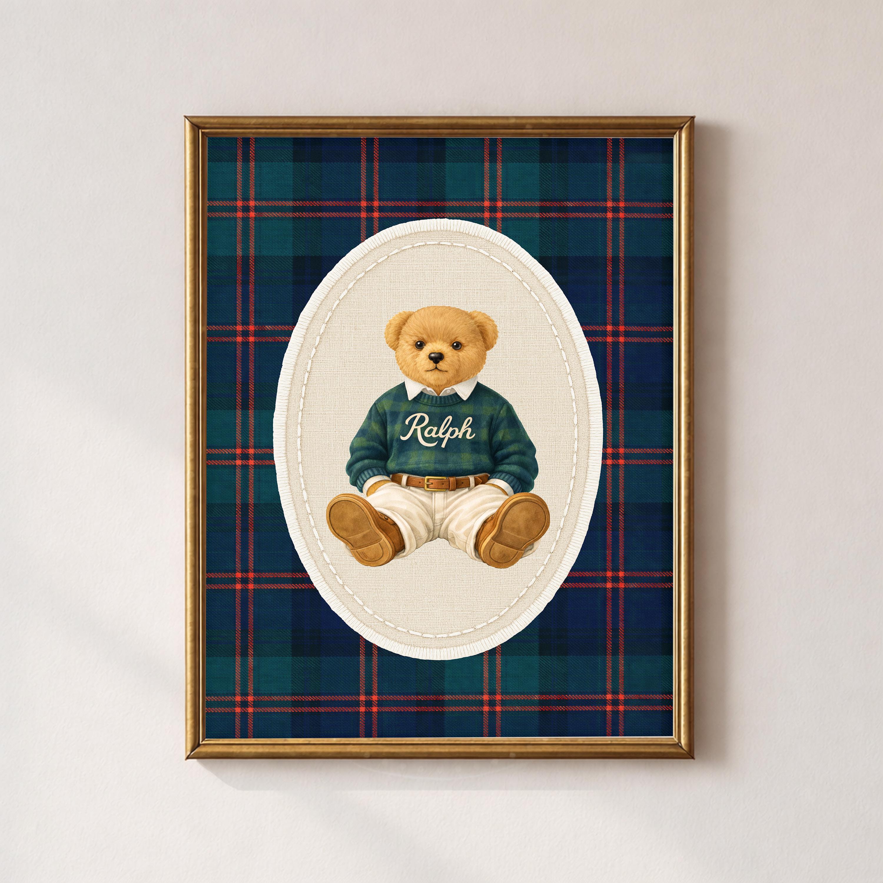 Preppy Teddy Bears Set of 3 Wall Art Print for Nursery or Playroom ...