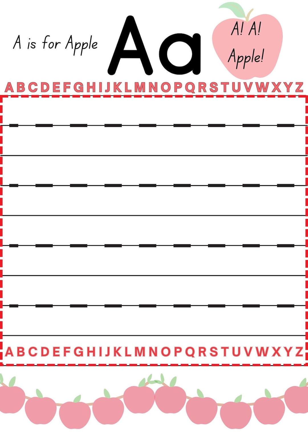 Homeschool Alphabet Writing Worksheet Printables A-Z - Etsy