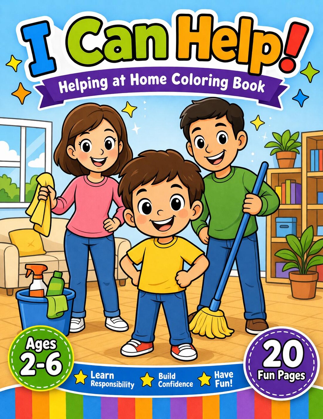 Kids Chore Coloring Book | Helping at Home, Responsibility Activities ...