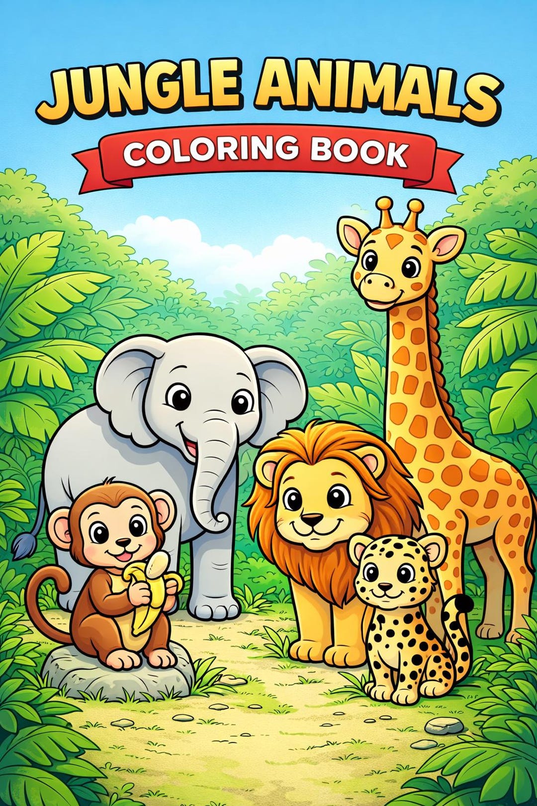 Jungle Animals Coloring Book for Kids Ages 2-7 | 20 Printable Safari ...