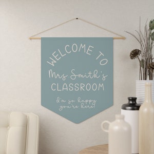 Personalized Custom Teacher Banner Canvas Pennant Classroom Door Hanger ...