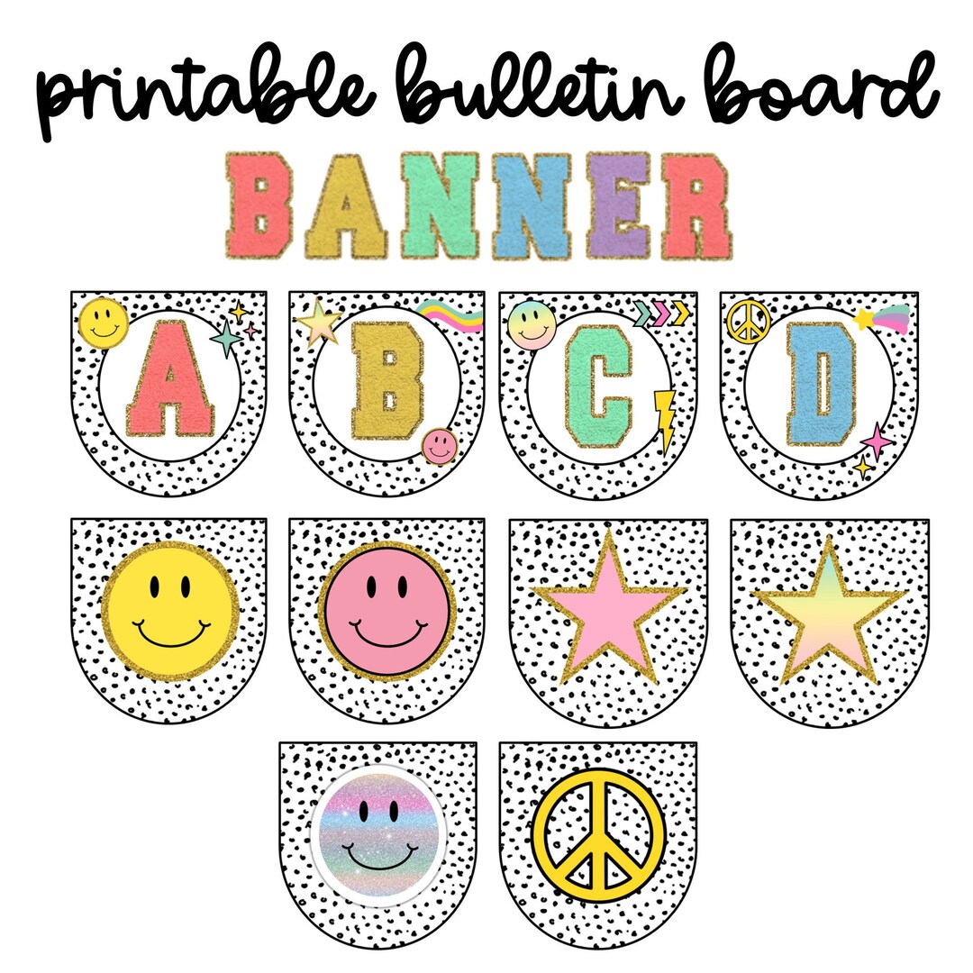 Printable A-Z Retro Bulletin Board Banner Collegiate Letters Easy ...