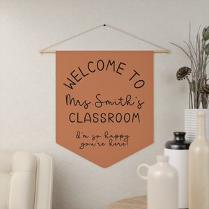 Personalized Custom Teacher Banner Canvas Pennant Classroom Door Hanger ...