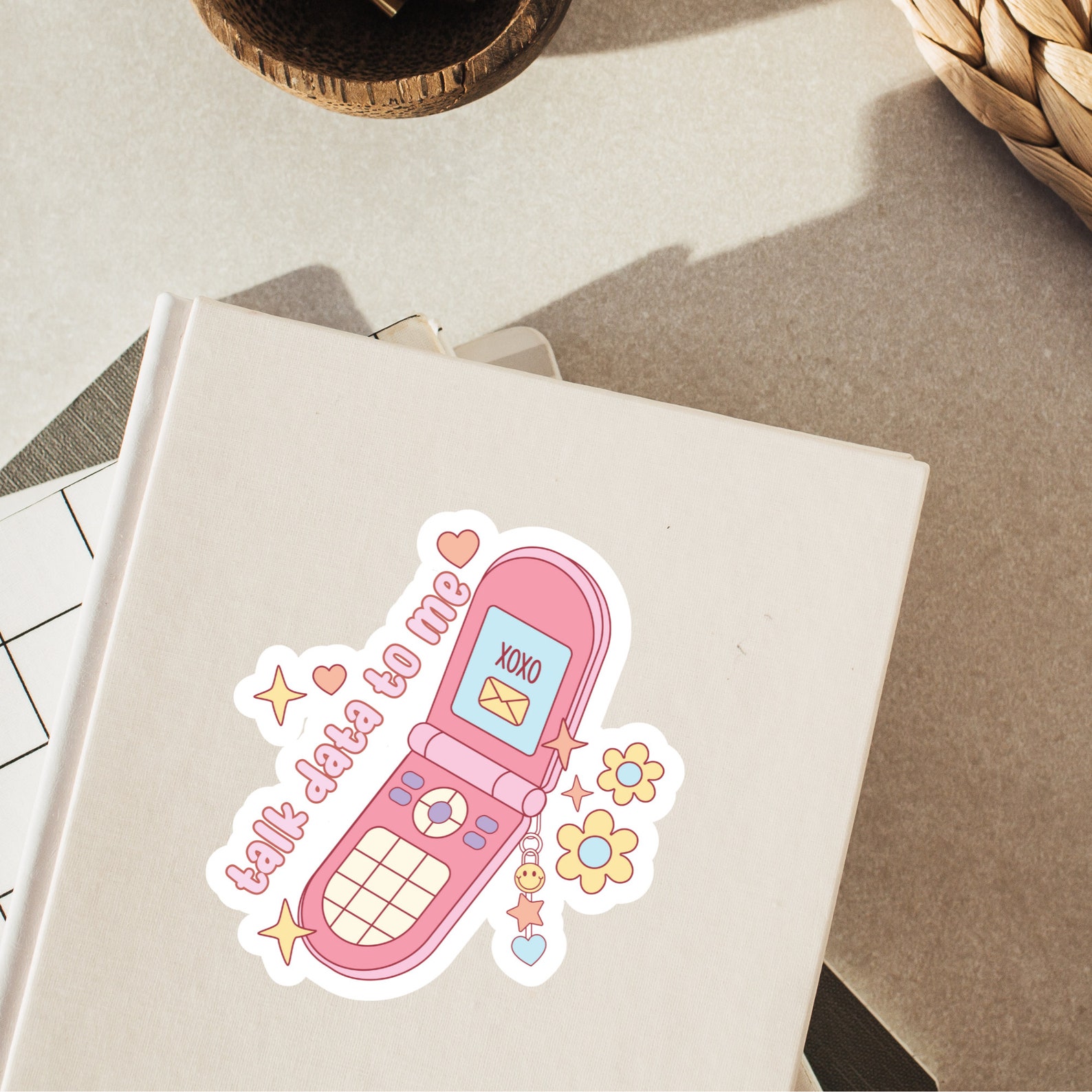 Talk Data to Me Sticker, Retro Pink Cell Phone, Behavior Sticker, ABA ...