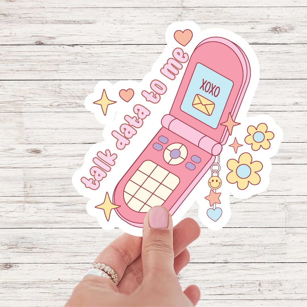 Talk Data to Me Sticker, Retro Pink Cell Phone, Behavior Sticker, ABA ...