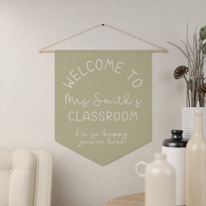 Personalized Custom Teacher Banner Canvas Pennant Classroom Door Hanger ...