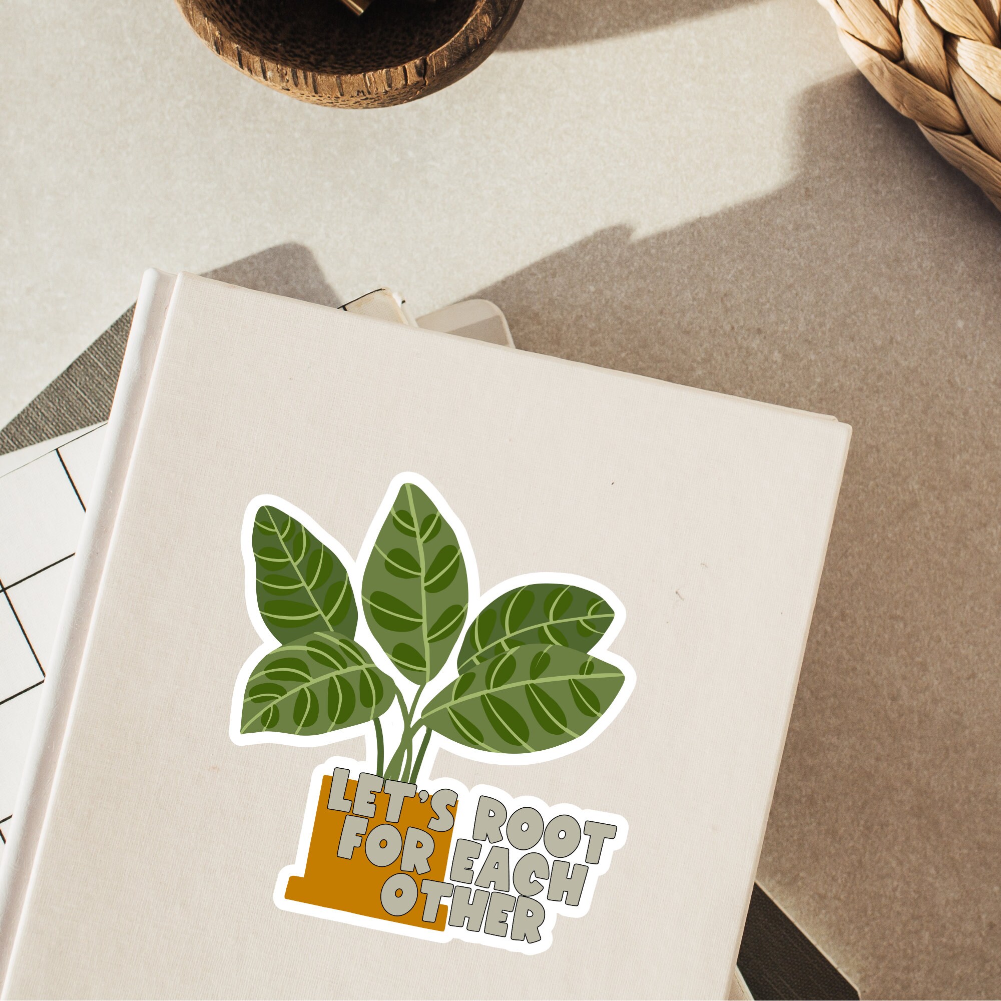 Lets Root for Each Other Sticker Be Kind Boho Classroom Sticker Plant ...