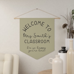 Personalized Custom Teacher Banner Canvas Pennant Classroom Door Hanger ...
