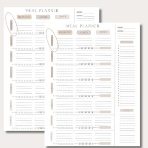 Weekly Meal Planner, Grocery List Printable Template, 7 Day Menu, Food ...
