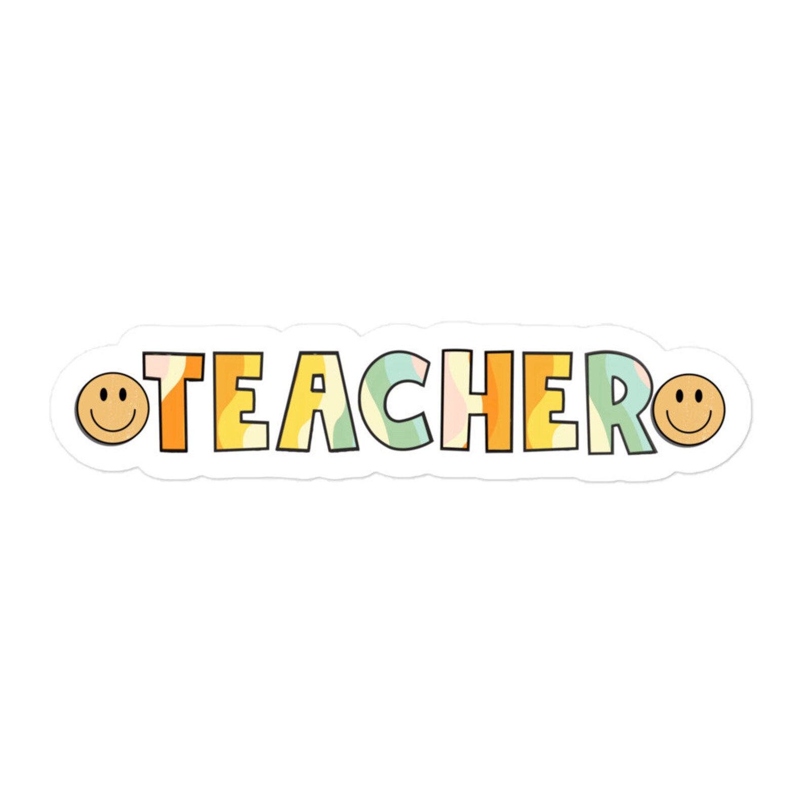 Retro Teacher Sticker, Smile, Vinyl Sticker, Teacher Appreciation ...