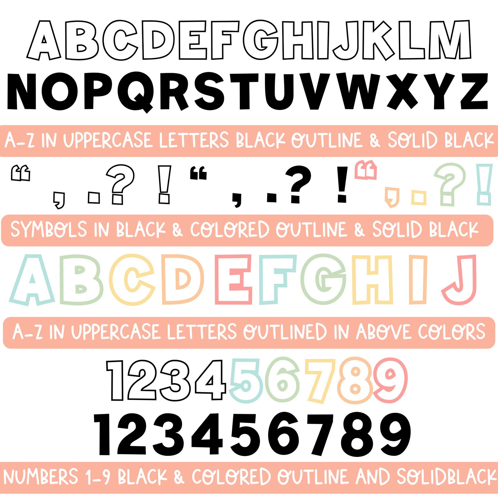 Printable A-Z Bulletin Board Letters Punctuation and Numbers Easy and ...