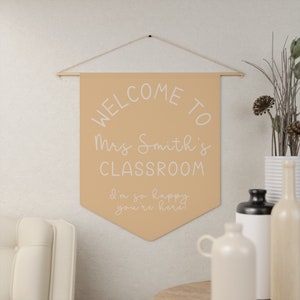 Personalized Custom Teacher Banner Canvas Pennant Classroom Door Hanger ...