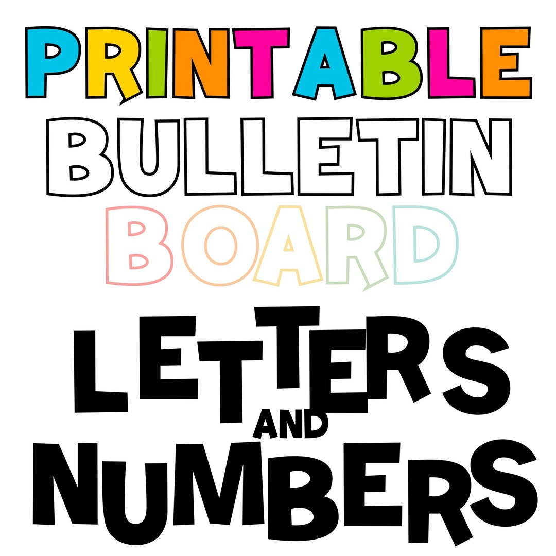 Printable A-Z Bulletin Board Letters Punctuation and Numbers Easy and ...