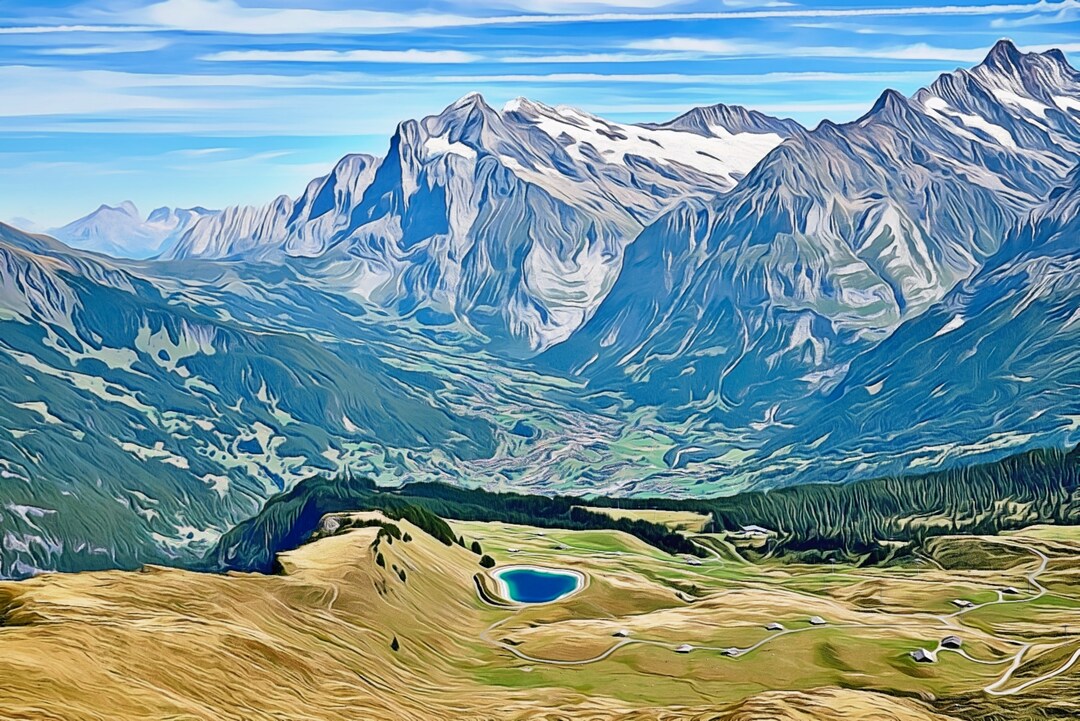 Summer Alpine Painting | Peaceful Nature | Mountain Pasture ...