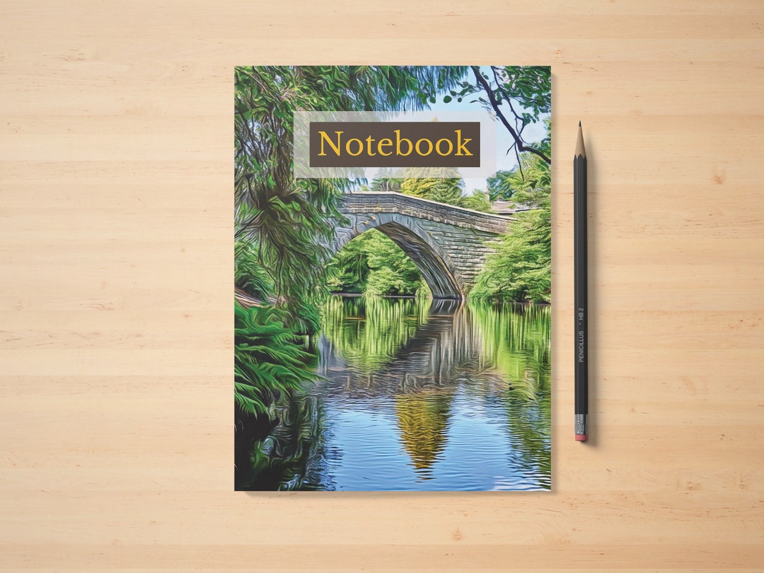 Tranquil Bridge & River Notebook, Nature Reflection Journal, Scenic ...