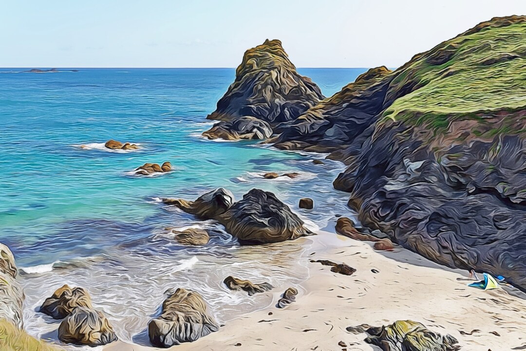 Cornwall Seaside Wall Art – Coastal Beach Landscape Canvas Print, Ocean ...