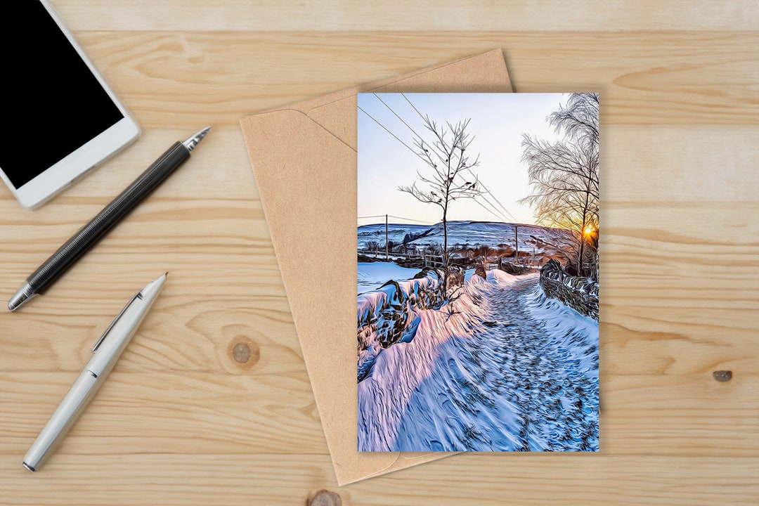 Unusual Original Christmas Card, Blank Art Card, Winter Birthday Card ...